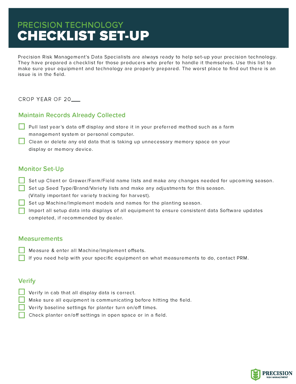 Precision Technology Set-Up - Precision Risk Management
